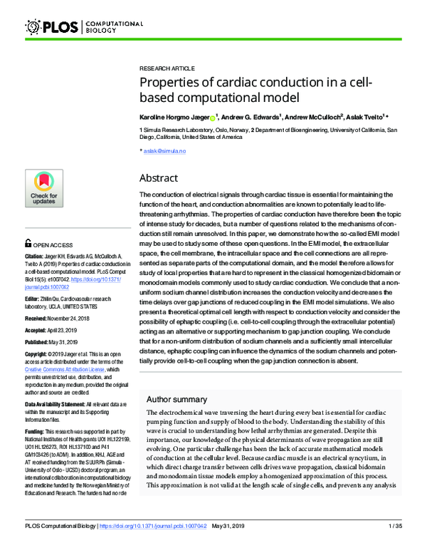Pdf Properties Of Cardiac Conduction In A Cell Based Computational Model