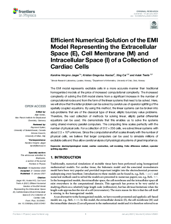 (PDF) Efficient Numerical Solution of the EMI Model Representing the ...