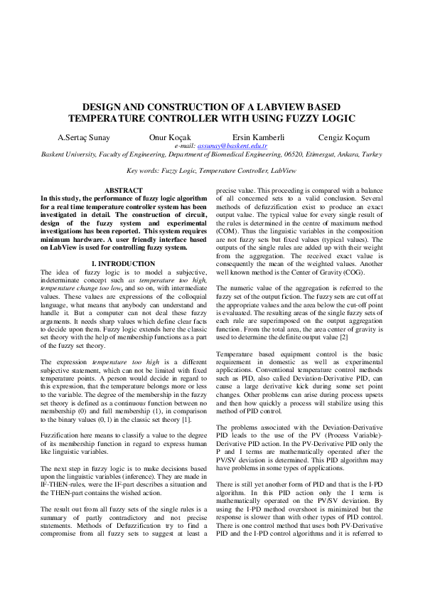 Pdf Design And Construction Of A Labview Based Temperature Controller