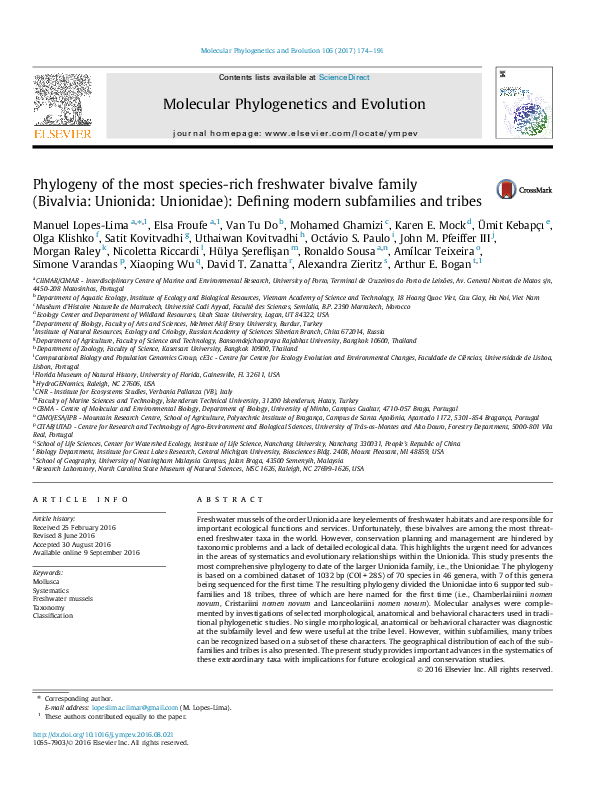 (PDF) Phylogeny of most species rich freshwater bivalve family ...