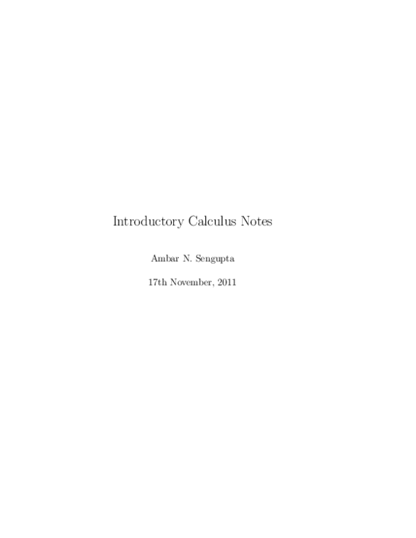 (PDF) Introductory Calculus Notes