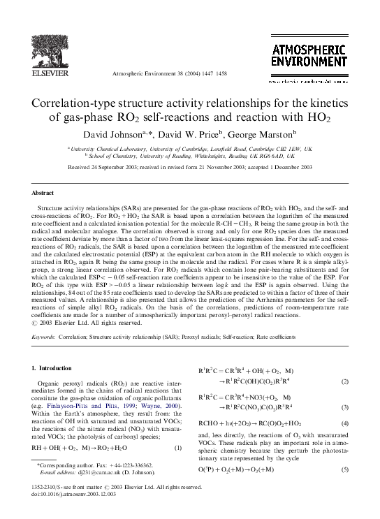 (PDF) Correlation-type structure activity relationships for the ...
