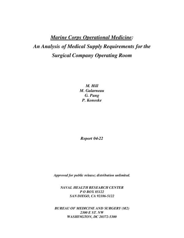 (PDF) Marine Corps Operational Medicine: An Analysis of Medical Supply ...