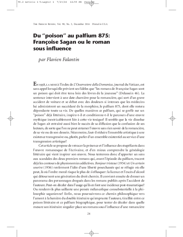 (PDF) Du “poison” au palfium 875: Françoise Sagan ou le roman sous ...