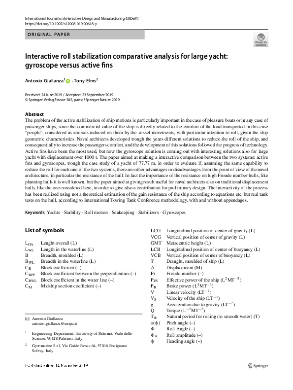 (PDF) Interactive roll stabilization comparative analysis for large ...