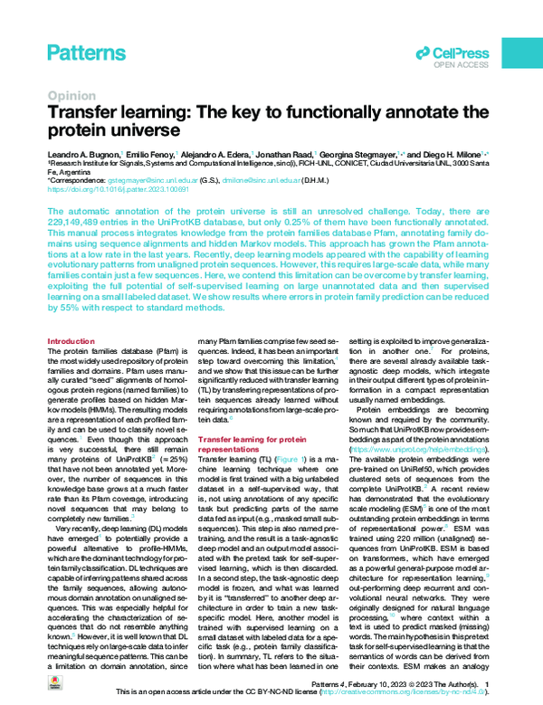 (PDF) Transfer learning: The key to functionally annotate the protein universe