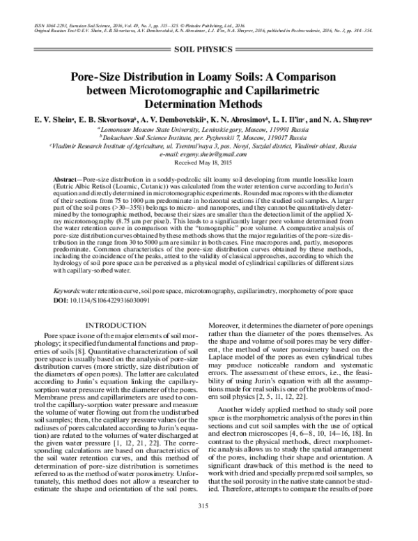 (PDF) Pore-size distribution in loamy soils: A comparison between microtomographic and ...