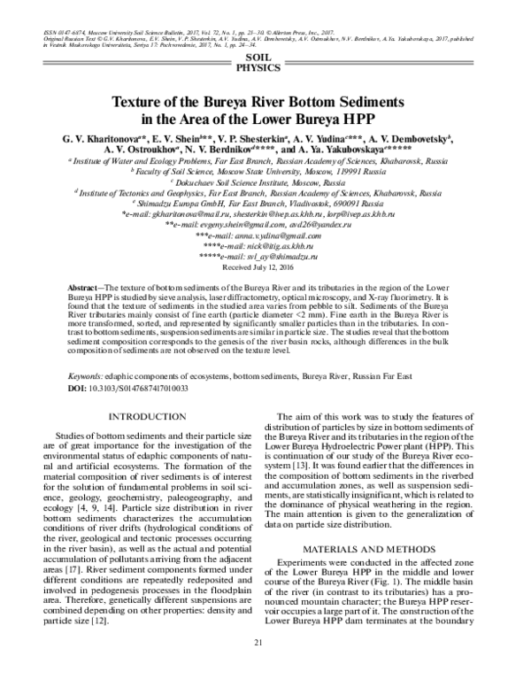 (PDF) Texture of the Bureya River bottom sediments in the area of the ...