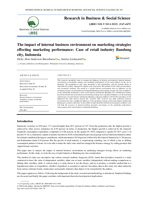 (PDF) The impact of internal business environment on marketing ...