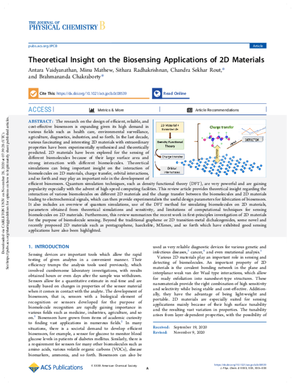 (PDF) Theoretical Insight on the Biosensing Applications of 2D Materials