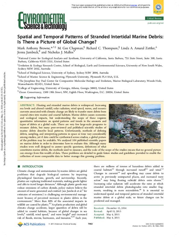 Pdf Spatial And Temporal Patterns Of Stranded Intertidal Marine
