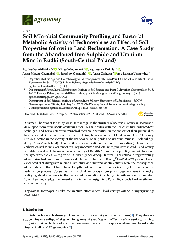 (PDF) Soil Microbial Community Profiling and Bacterial Metabolic Activity of Technosols as an ...