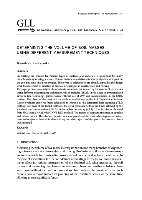 (PDF) Soil Volume Measurement Techniques Compared