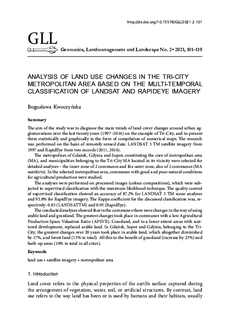 (PDF) Analysis of Land Use Changes in the Tri-City Metropolitan Area Based on the Multi-Temporal ...