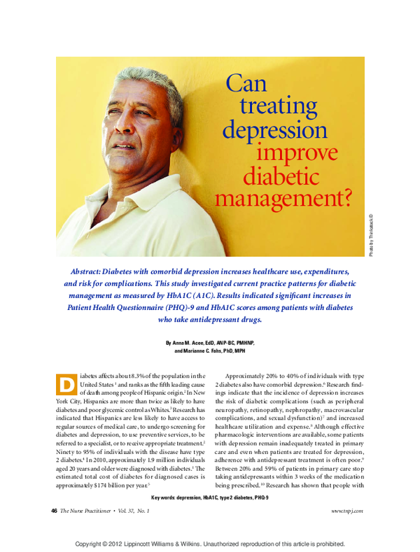 (PDF) Can treating depression improve diabetic management?