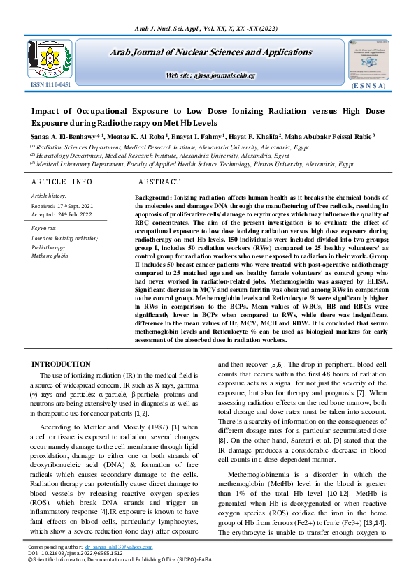 (PDF) Impact of Occupational Exposure to Low Dose Ionizing Radiation ...