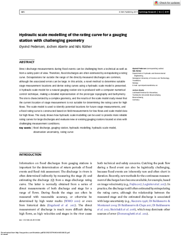 Pdf Hydraulic Scale Modelling Of The Rating Curve For A Gauging Station With Challenging Geometry