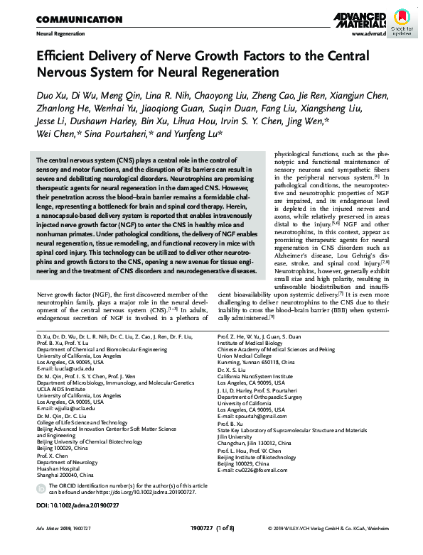(PDF) Efficient Delivery of Nerve Growth Factors to the Central Nervous ...