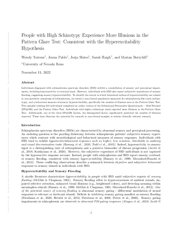 (PDF) People with High Schizotypy Experience More Illusions in the ...