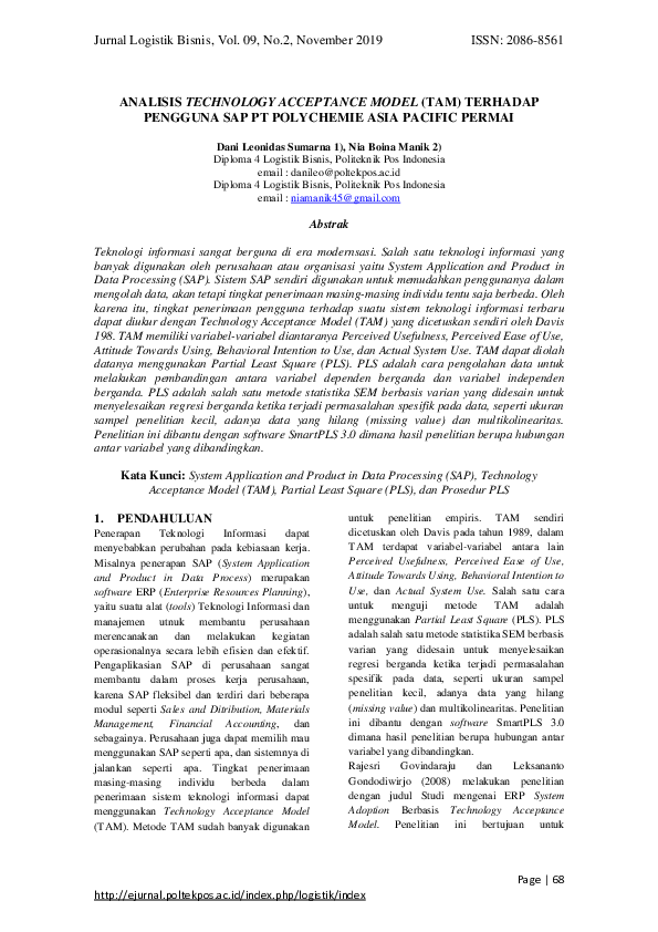 (PDF) Analisis Technology Acceptance Model (Tam) Terhadap Pengguna Sap ...