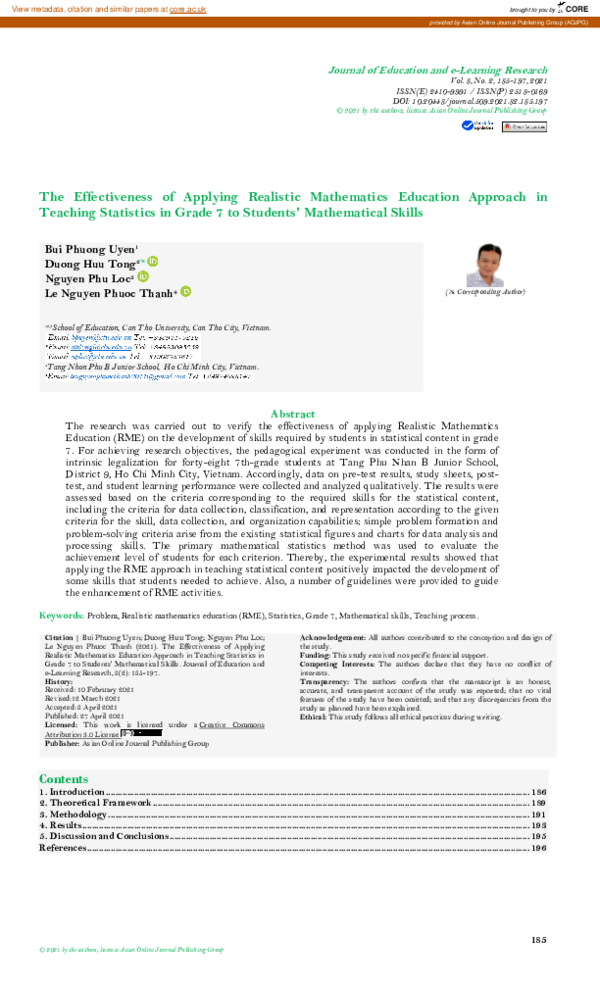 (PDF) The Effectiveness of Applying Realistic Mathematics Education ...