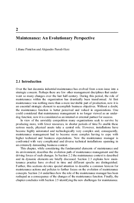 (PDF) Maintenance: An Evolutionary Perspective