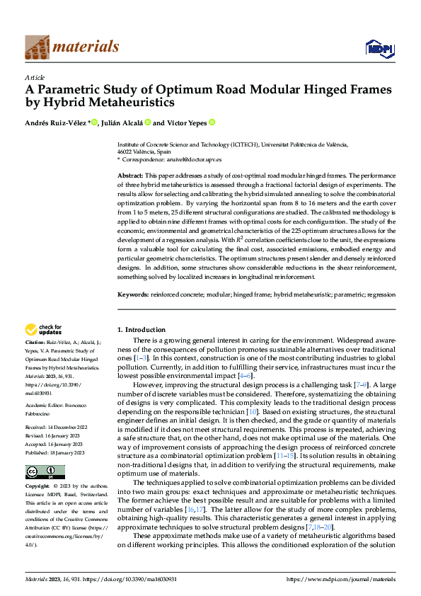 (PDF) A Parametric Study of Optimum Road Modular Hinged Frames by Hybrid Metaheuristics