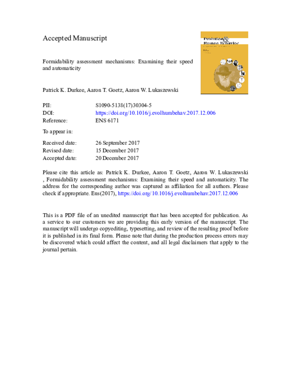 (PDF) Formidability assessment mechanisms: Examining their speed and ...