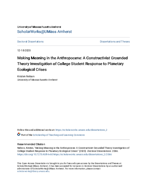 (PDF) Making Meaning in the Anthropocene: A Constructivist Grounded Theory Investigation of ...