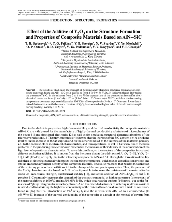 (PDF) Effect of the Additive of Y2O3 on the Structure Formation and Properties of Composite ...