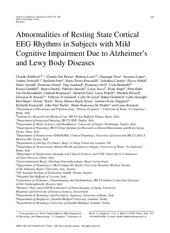 (PDF) Abnormalities of Resting State Cortical EEG Rhythms in Subjects ...