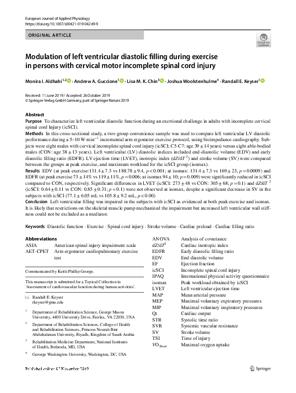 (PDF) Diastolic Function in Cervical Spinal Injury