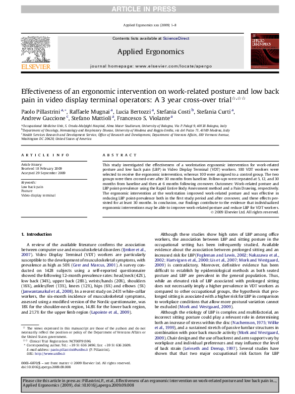 (PDF) Effectiveness of an ergonomic intervention on work-related ...