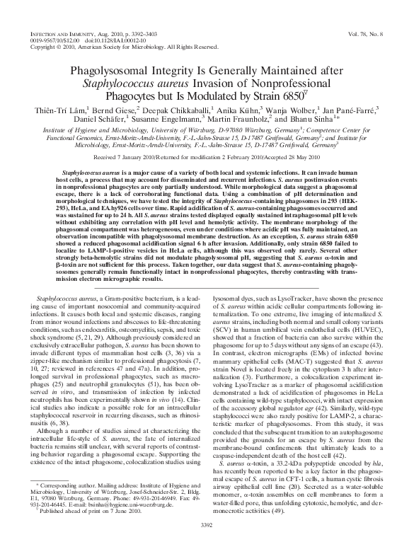 (PDF) Phagolysosomal Integrity Is Generally Maintained after ...