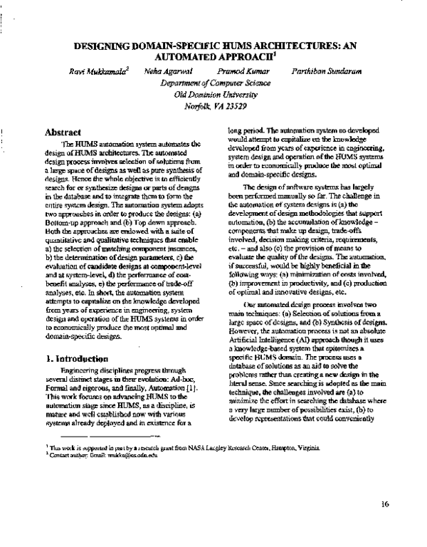 (PDF) Designing domain-specific hums architectures: an automated approach (PDF) Designing domain-specific hums architectures: an automated approach