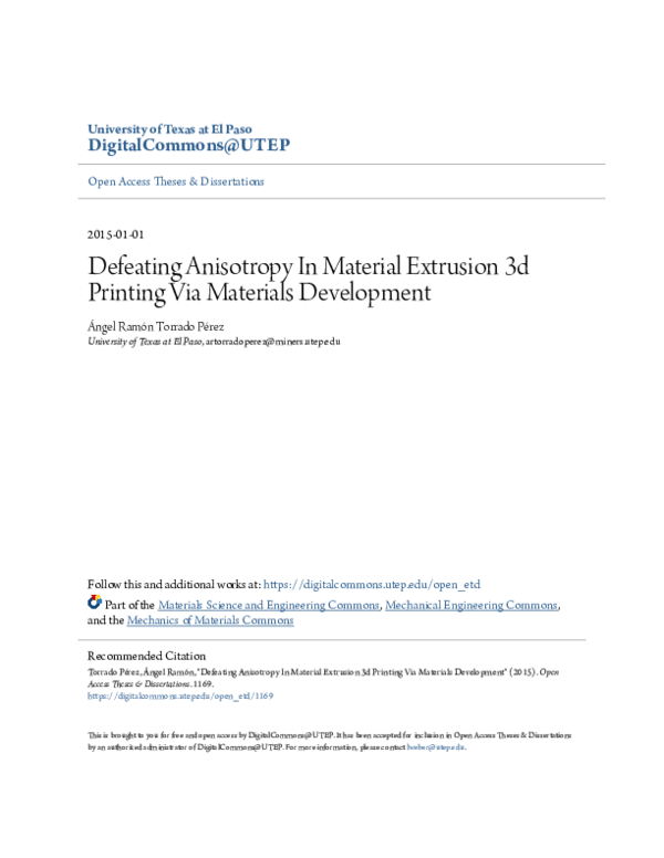 (PDF) Defeating anisotropy in material extrusion 3D printing via materials development | ANGEL ...