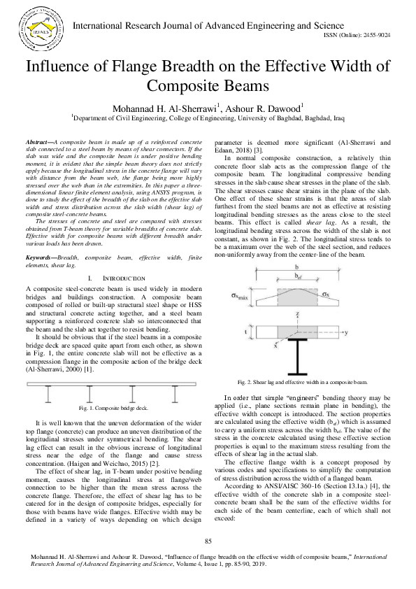 (PDF) Influence of Flange Breadth on the Effective Width of Composite Beams