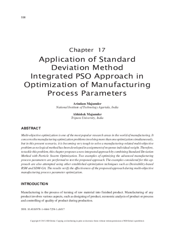 (PDF) Optimizing Manufacturing Parameters via SDM-PSO