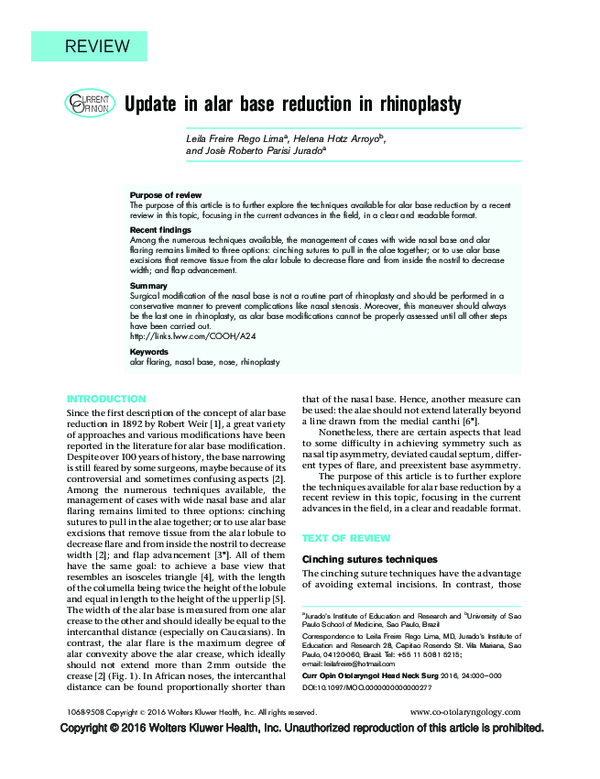 (PDF) Update in alar base reduction in rhinoplasty
