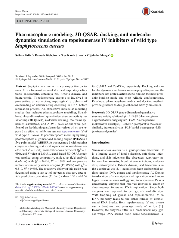 (PDF) Pharmacophore modeling, 3D-QSAR, docking, and molecular dynamics simulation on ...