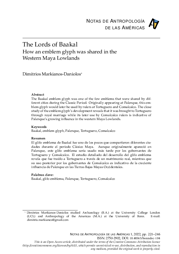 (PDF) The Lords of Baakal: How an emblem glyph was shared in the ...