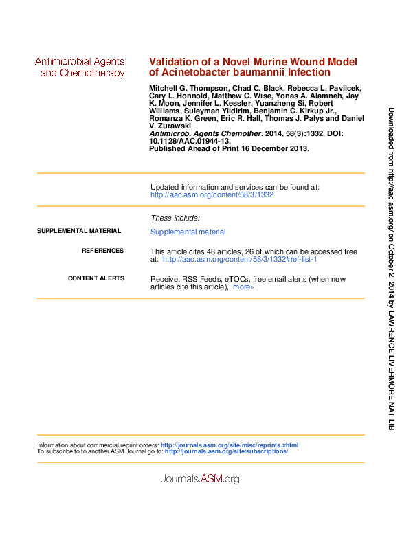(PDF) Validation of a Novel Murine Wound Model of Acinetobacter ...