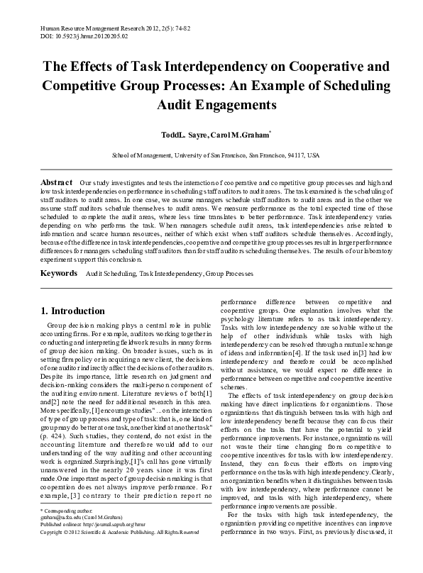 (PDF) The Effects of Task Interdependency on Cooperative and ...