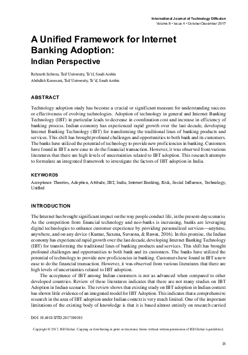 (PDF) A Unified Framework for Internet Banking Adoption (PDF) A Unified Framework for Internet Banking Adoption