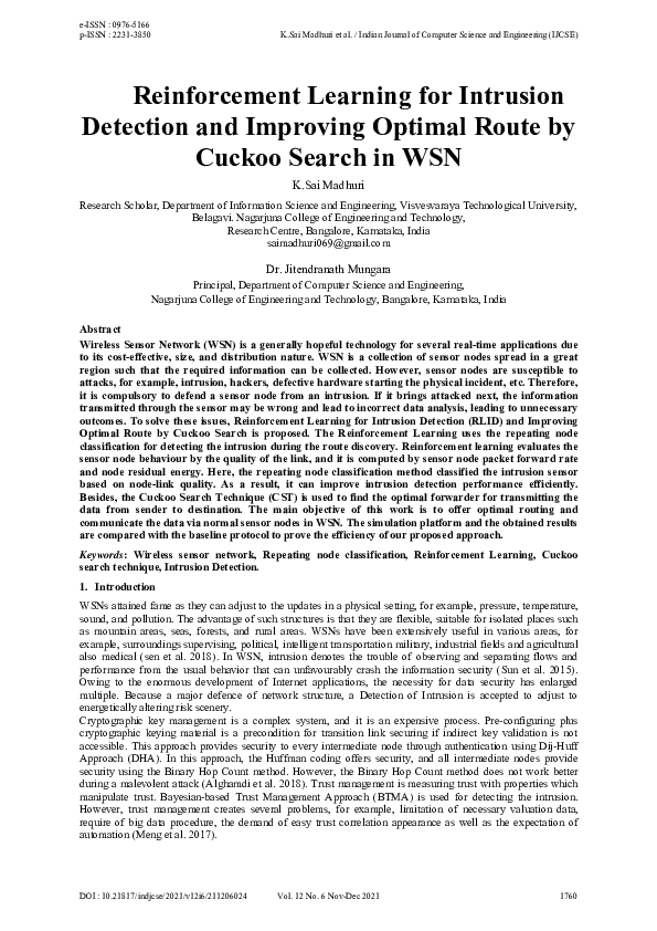 Pdf Reinforcement Learning For Intrusion Detection And Improving