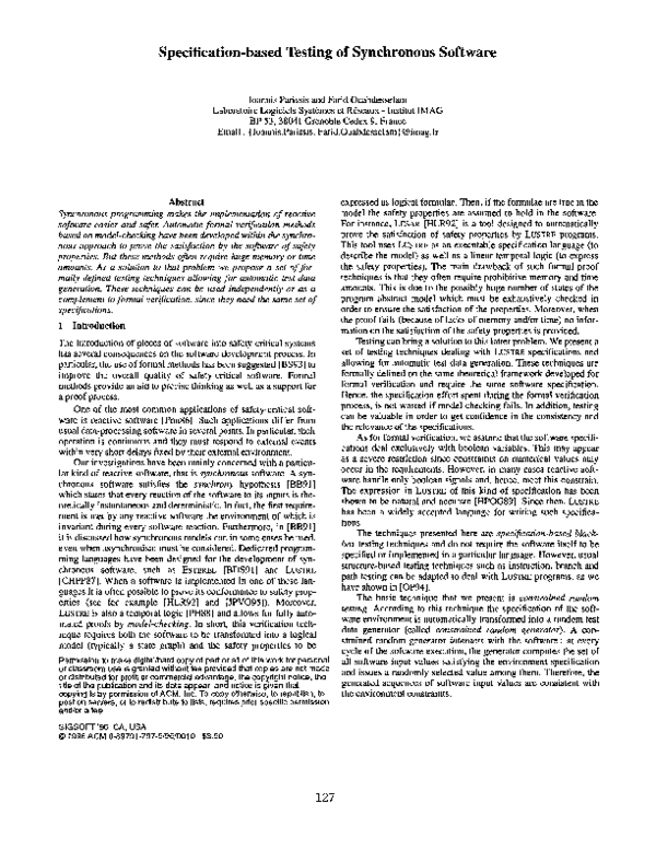 Pdf Efficient Testing Techniques For Synchronous Software