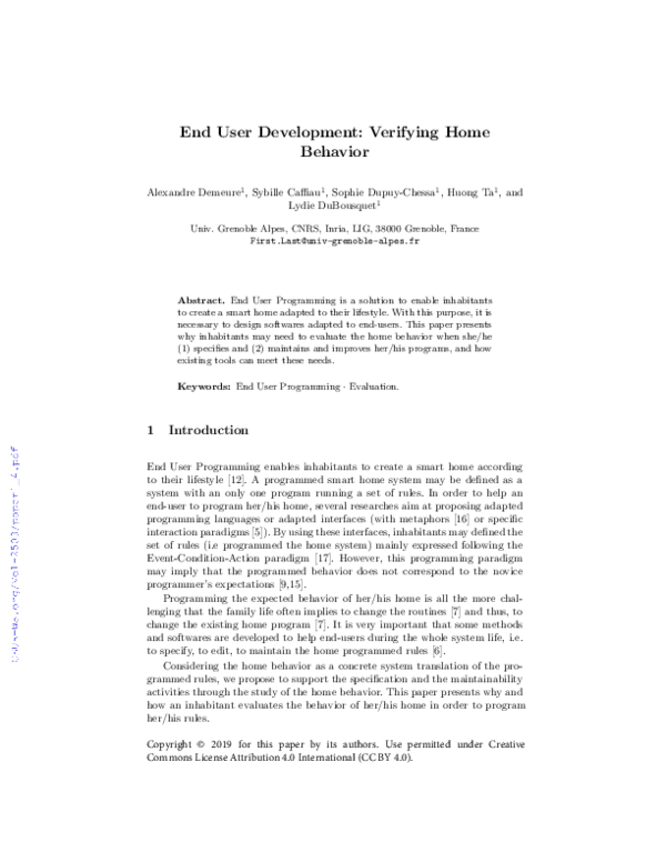 (PDF) End User Development: Verifying Home Behavior
