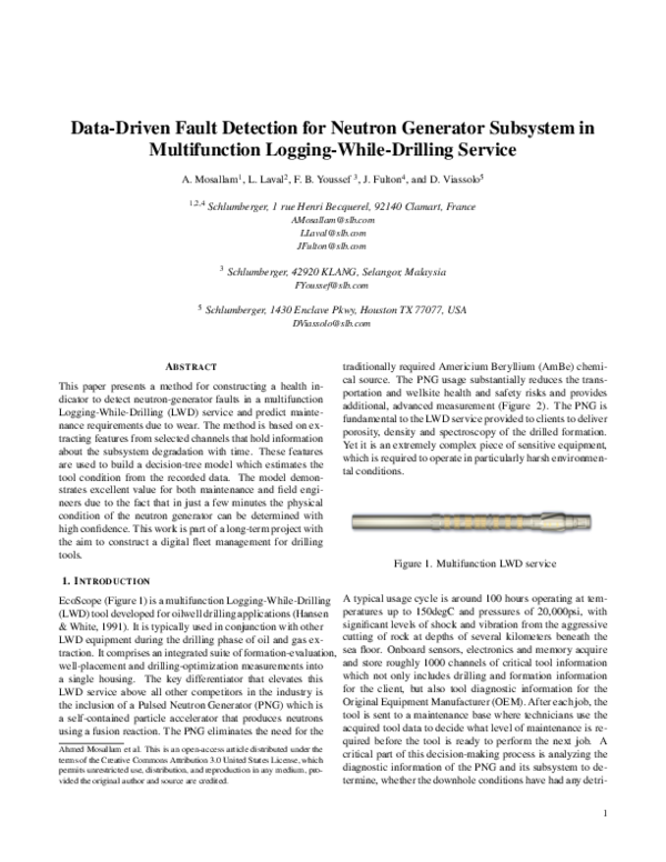 Pdf Data Driven Fault Detection For Neutron Generator Subsystem In Multifunction Logging While