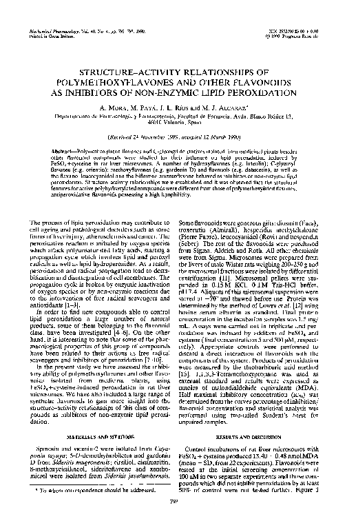 (PDF) Polymethoxyflavones and Flavonoids as Lipid Peroxidation Inhibitors