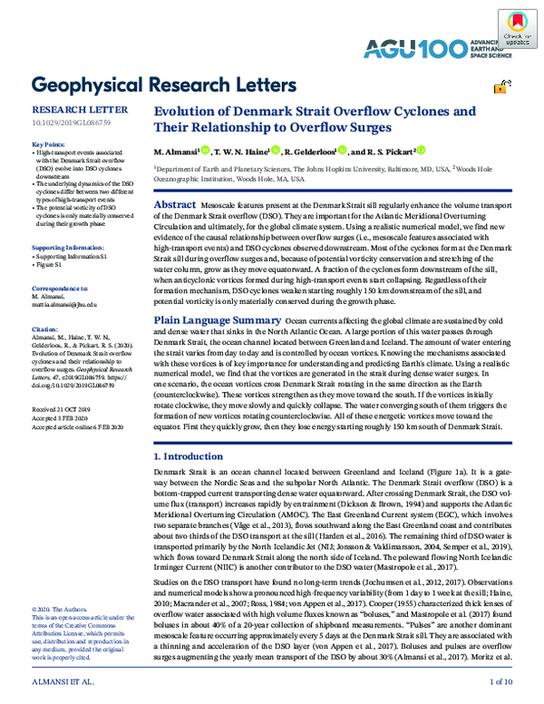 (PDF) Evolution of Denmark Strait Overflow Cyclones and Their ...